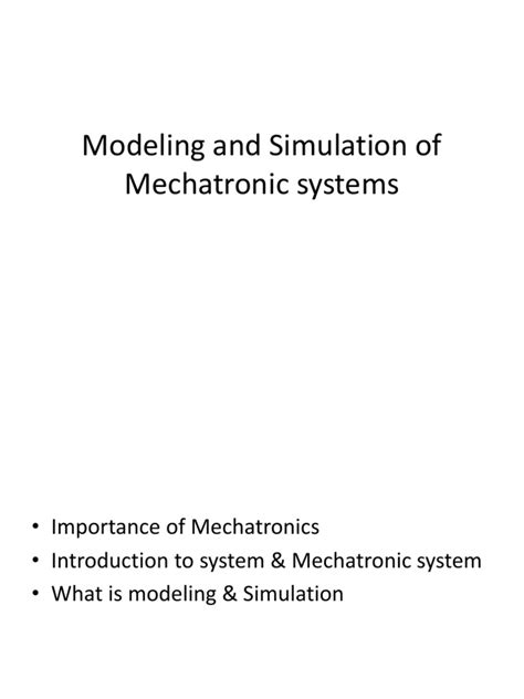 Modeling And Simulation Of Mechatronic Systems Pdf