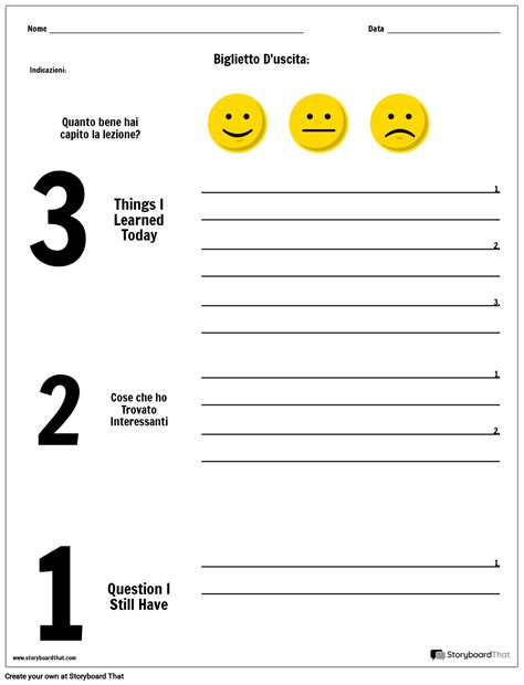 Exit Ticket 3 2 1 Con Fiducia Storyboard Par It Examples