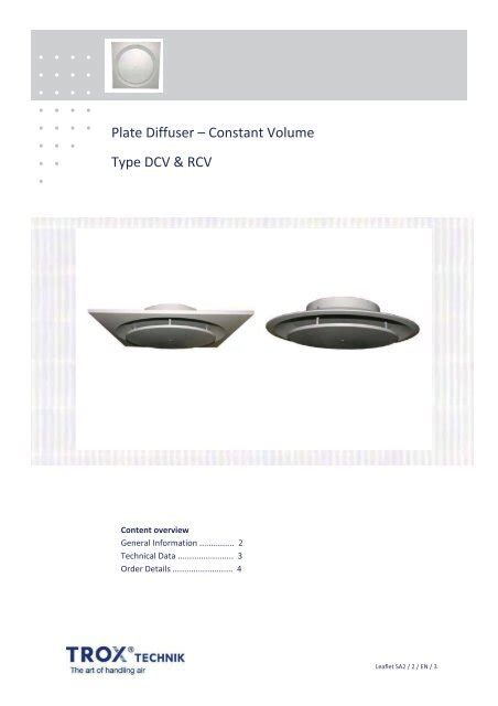 Rcv Constant Volume Diffusers Trox