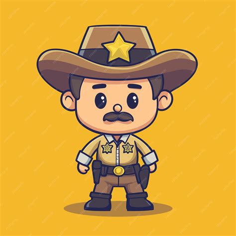 Cute Sheriff Overseeing County Cartoon Vector Premium Ai Generated Vector