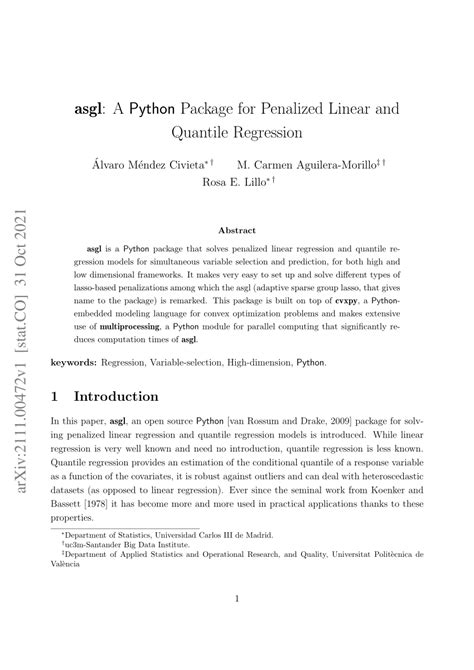 Pdf Asgl A Python Package For Penalized Linear And Quantile Regression
