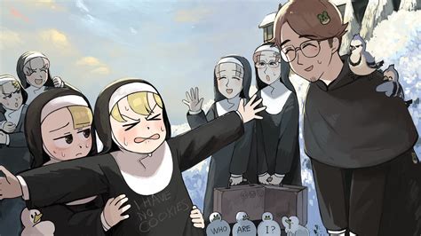 clumsy nun, spicy nun, strict nun, smug nun, parted grey nun, and 2 ...