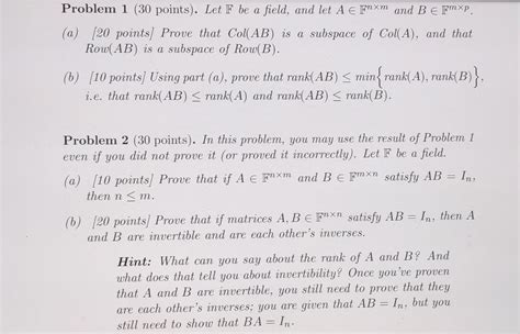 solved problem 1 30 points let f be a field and let