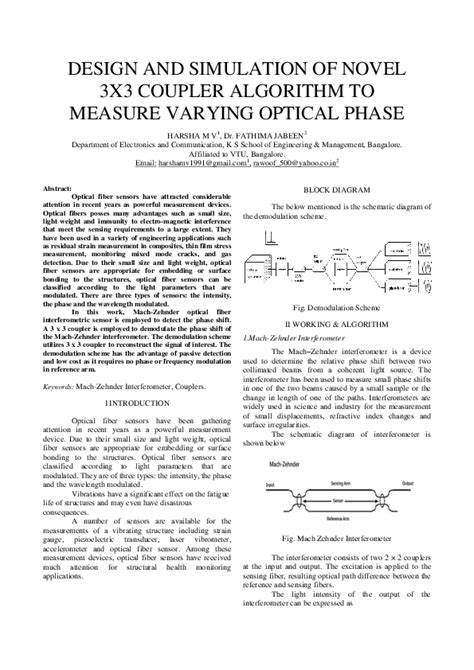 pdf design and simulation of novel 3x3 coupler algorithm to measure varying optical phase