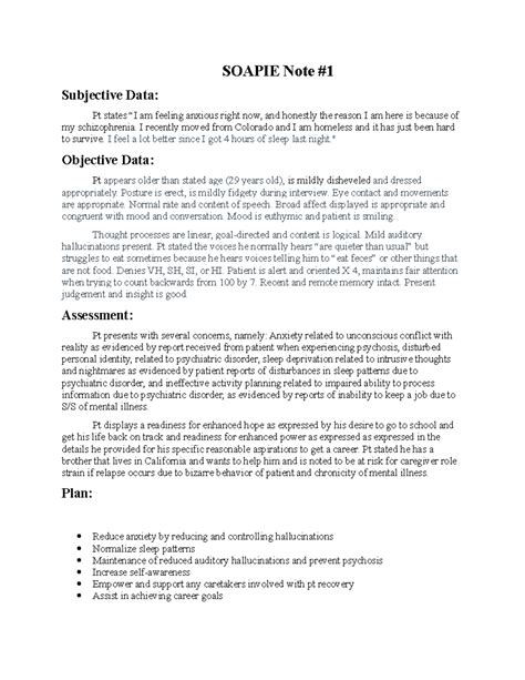 Soapie Notes 1 1 Soapie Note Subjective Data Pt States I Am