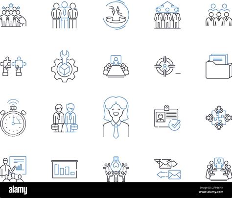 Synergetic Teamwork Line Icons Collection Collaboration Unity Trust