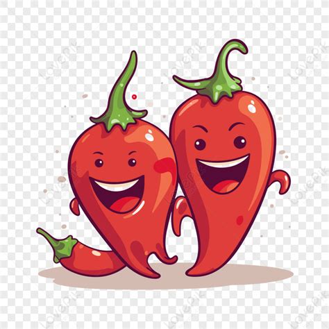 두 우호적 인 만화 칠리 페퍼 벡터행복하다유기체 Png 일러스트 무료 다운로드 Lovepik