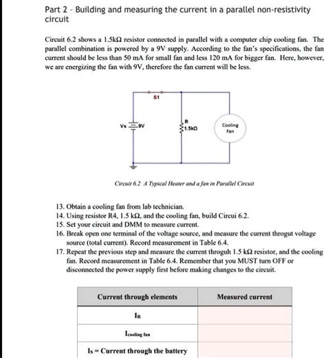 Solved Part 2 Building And Measuring The Current In A Parallel Non Resistivity Circuit Circuit