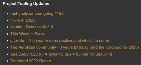 Rfc Add A Separate Section For Weekly Project And Tooling Reports