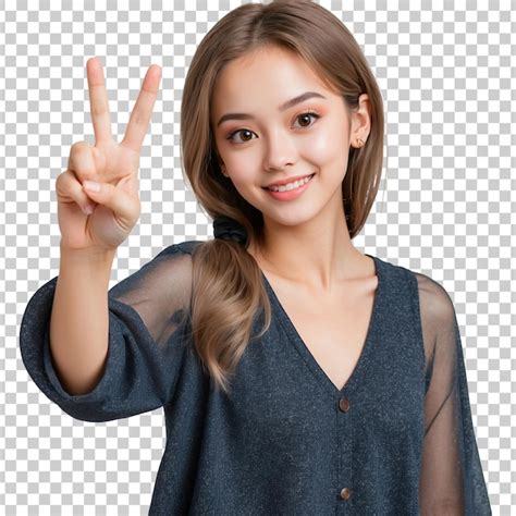 A Girl Shows The Peace Sign With Her Fingers Premium Ai Generated Psd