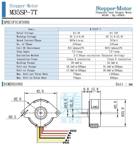 M35sp 7t 日本步進馬達 Dc6 12vcd 步進電機 二相六線 四相六線步進電機 露天市集 全台最大的網路購物市集