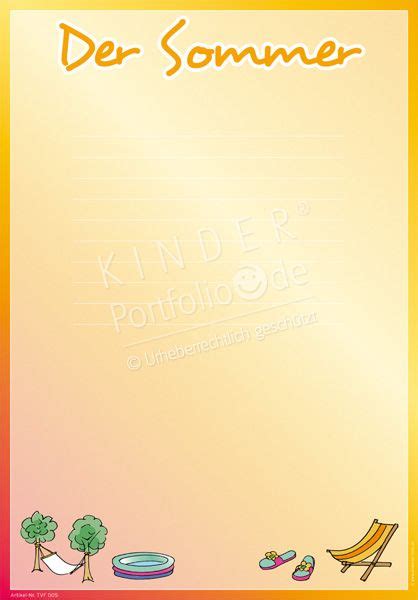 Kindergarten Portfolio Vorlage Der Sommer Portfolio Kindergarten