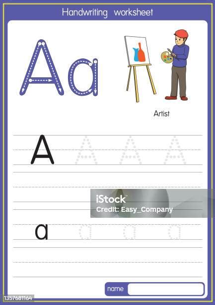 알파벳 문자와 예술가의 벡터 그림 A 어퍼 케이스 또는 어린이 학습 연습 Abc에 대 한 대 문자 개념에 대한 스톡 벡터 아트