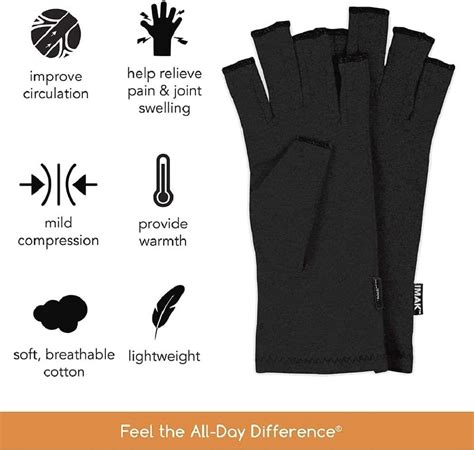 Imak Compression Arthritis Gloves Medium 1 Pair Black Joint