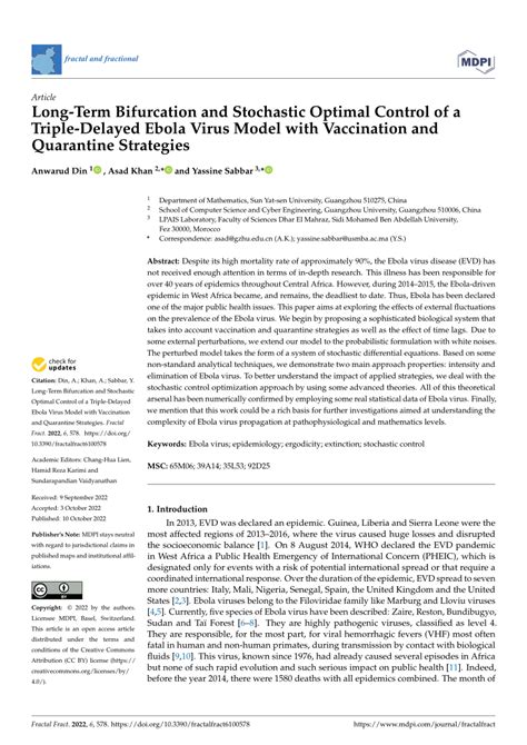 Pdf Long Term Bifurcation And Stochastic Optimal Control Of A Triple Delayed Ebola Virus Model