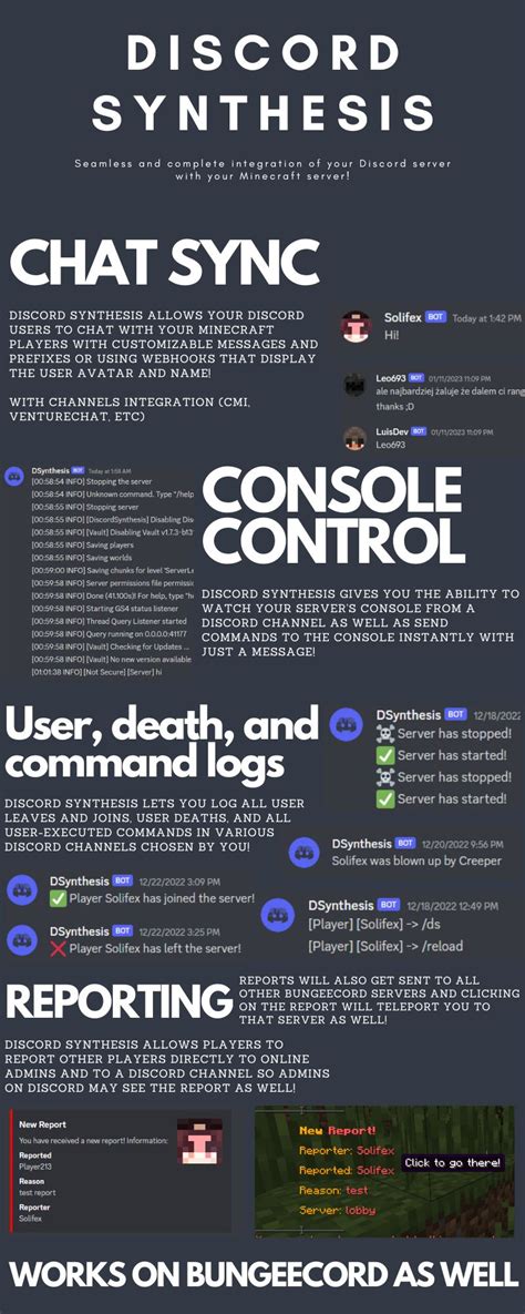 DiscordSynthesis | ☆ BUNGEE & VELOCITY ☆ REPORTS ☆ CHAT SYNC ☆ STAT COUNTER ☆ MENTIONS ☆ CONSOLE ...