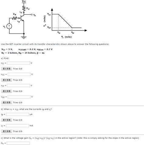 Solved Use The Bjt Inverter Circuit With Its Transfer Characteristic