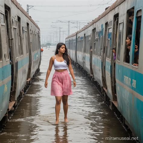 Mumbai Local Trains Crossing With A New Girl Amidst Urban Landscape MUSE AI