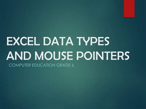 Lesson22 Excel Data Types And Mouse Pointerspptx