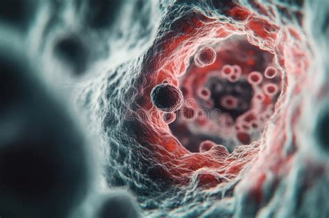 Exploring The Intricate Details Of A Human Cell Environment Under A Microscope Showcasing