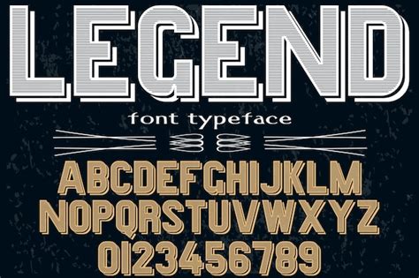 복고풍 글자 글꼴 디자인 범례 프리미엄 벡터