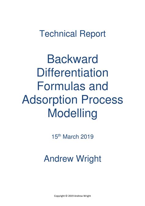 Pdf Backward Differentiation Formulas And Adsorption Process Modelling
