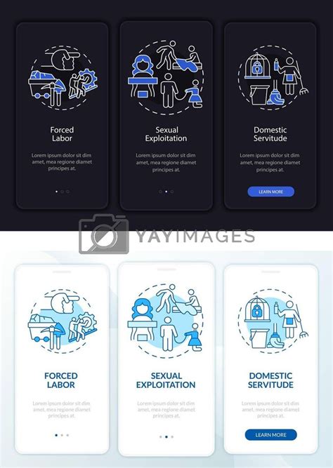 Trafficking Types Day Night Mode Onboarding Mobile App Page Screen Royalty Free Images Vectors