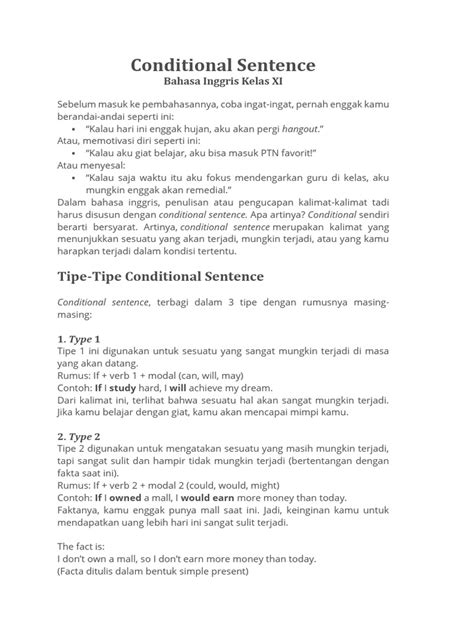 Conditional Sentence Xi Pdf