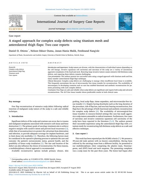 Pdf Case Report A Staged Approach For Complex Scalp Defects Using Titanium Mesh And