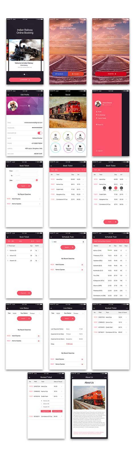 Indian Railway Mobile App UI UX Design Behance