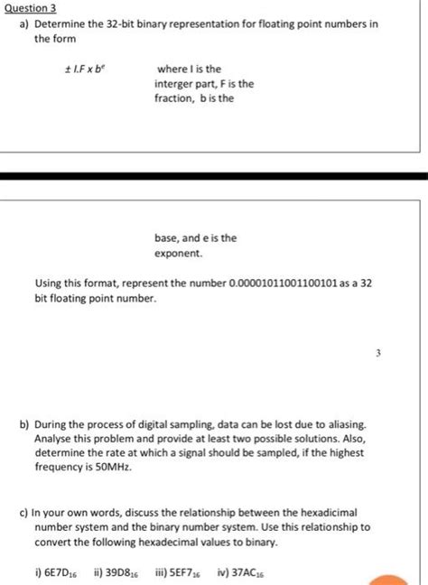 Solved Question 3 A Determine The 32 Bit Binary