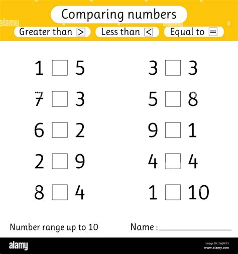 Comparing Numbers Less Than Greater Than Equal To Number Range Up