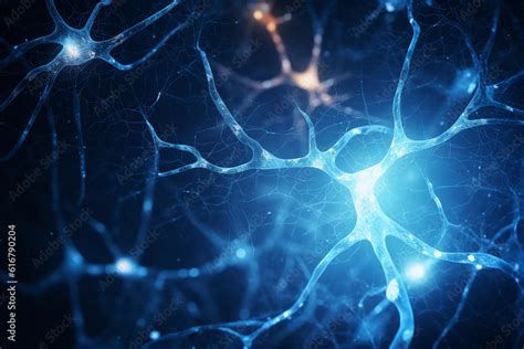 Neuron Connection Generated With Ai 3d Microscopic Render 3d Image