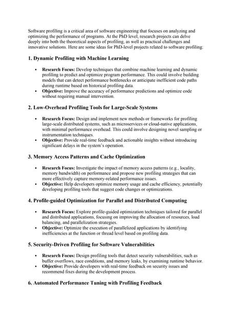 Software Profiling Project Ideas For Software Engineering Docx