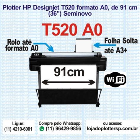 Plotter Usada Hp T520 91cm De Largura Plotter A0 Usada