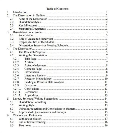 9 Dissertation Outline Template Doc Pdf