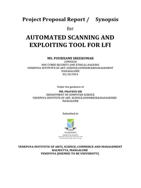 Project Synopsis Format 1 Pdf Penetration Test World Wide Web