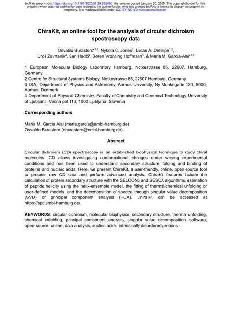 Pdf Chirakit An Online Tool For The Analysis Of Circular Dichroism