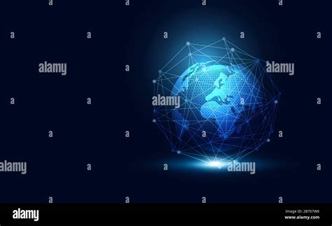 Abstract Technology Concept Global Network Wave Flow Connection Futuristic Earth Vector