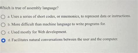 solved which is true of assembly language a uses a series