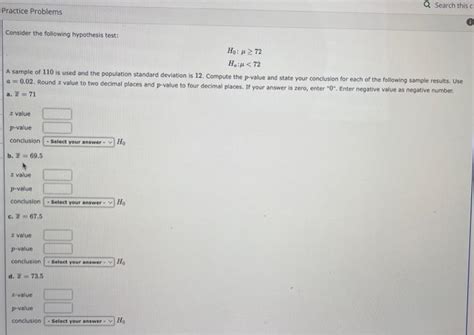 Solved Consider The Following Hypothesis Test