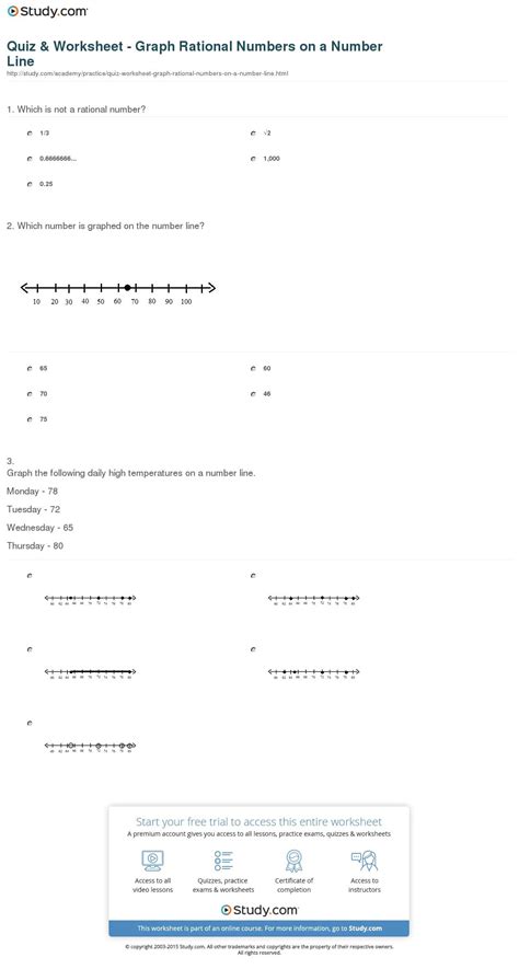 Quiz Worksheet Graph Rational Numbers On A Number Line — Db