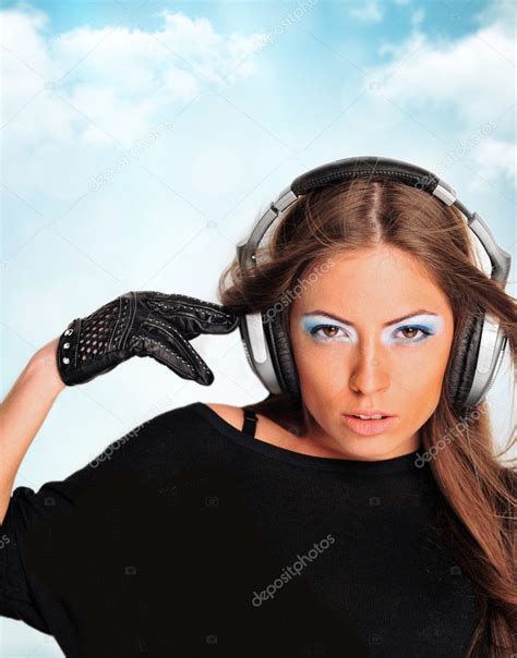 Young Sexy Girl Dancing And Listening Music Party Advertisement