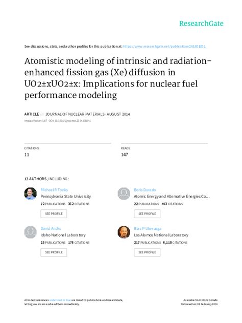 pdf atomistic modeling of intrinsic and radiation enhanced fission