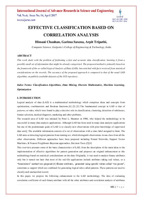 pdf effective classification based on correlation analysis