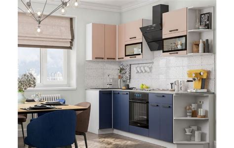 Кухонный гарнитур Техно 0 9 2 7м Компоновка №2 Пудра софт Ультрамарин софт Антарес купить по