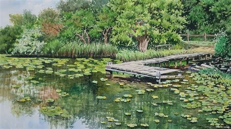 섬세한 수채화 작업 타임랩스 나무들과 호수 풍경 수채화 그리기 Youtube