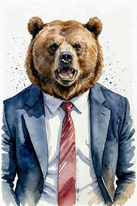 Distinguished Gentleman Bear In Suit Whimsically Dressed Bear Stands Poised Donning Sharp Suit