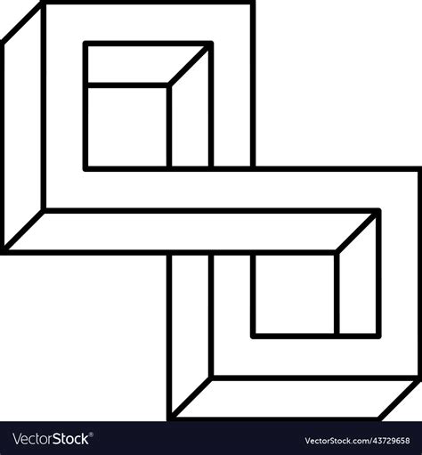 Optical Impossible Geometric Shape Line Icon Vector Image