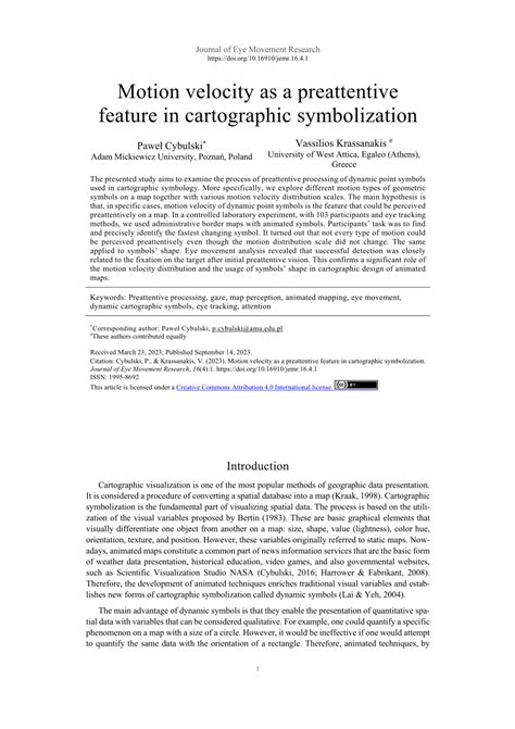 Pdf Motion Velocity As A Preattentive Feature In Cartographic